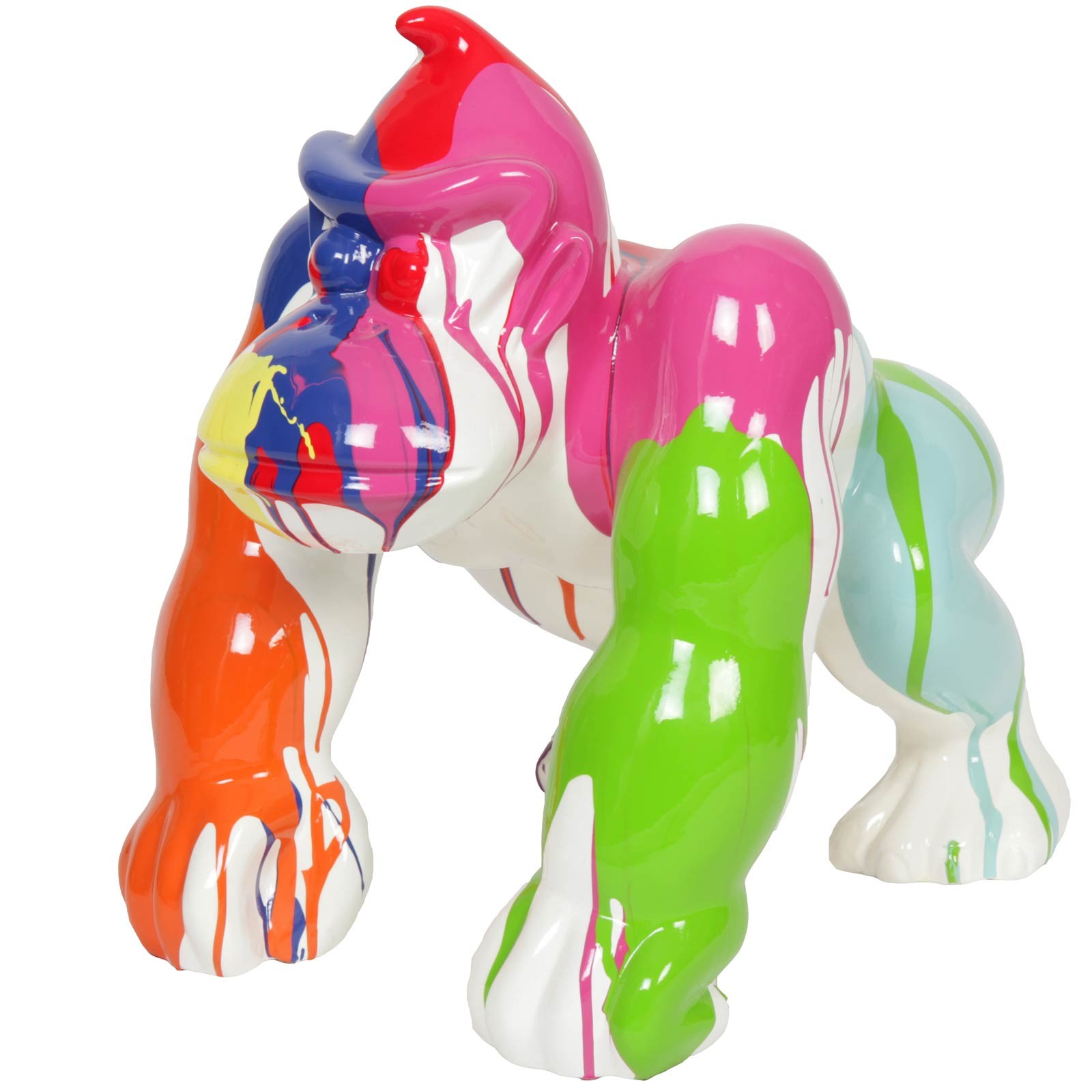 Statue gorille résine Donkey Kong singe multicolore fond blanc 45 c...