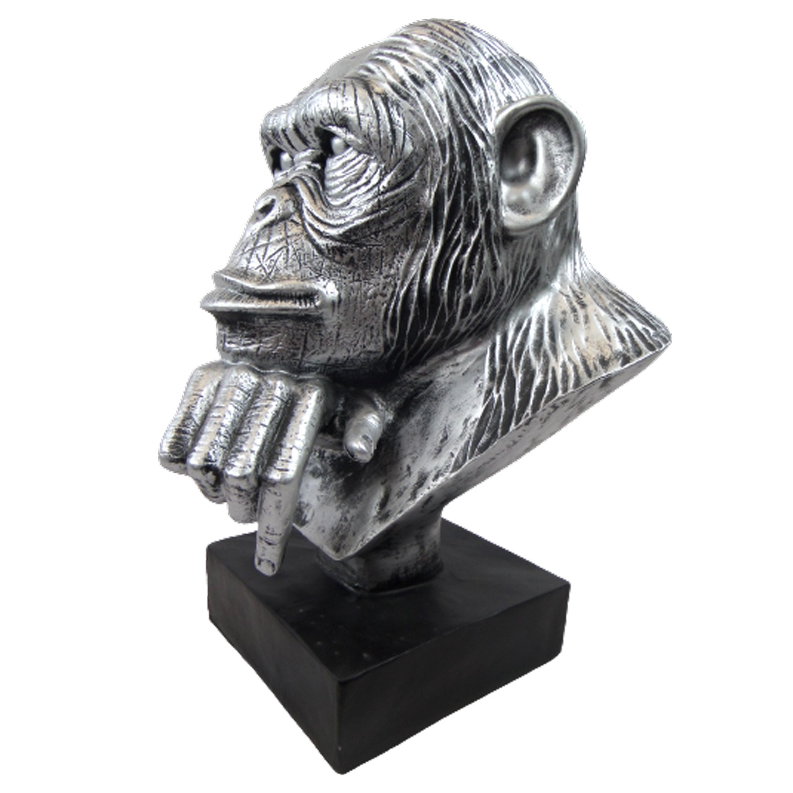 Statue gorille résine tête de singe penseur acier - 40 cm | Prince ...