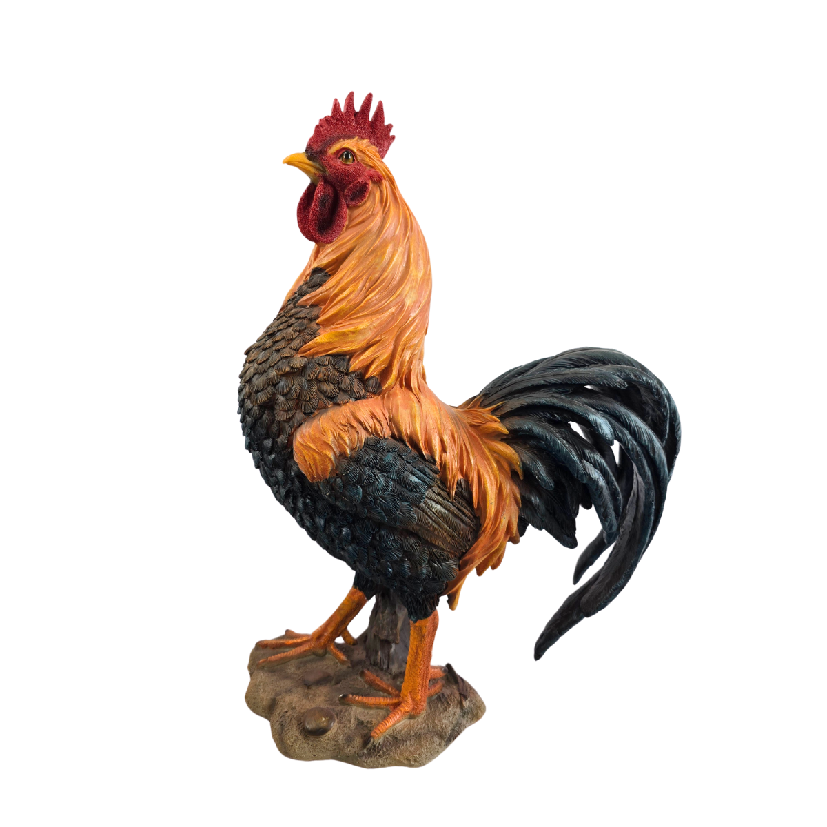 Grande statue coq 50 cm en résine – déco ferme intérieur/extérieur